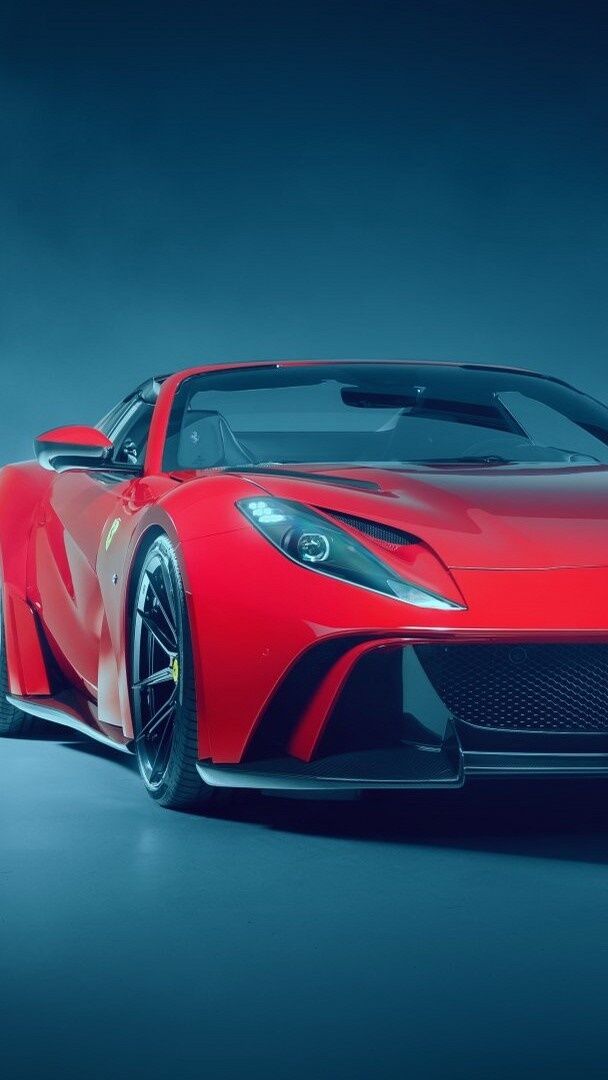 Ferrari 812 GTS Red Supercar in Moody Blue Studio - backiee