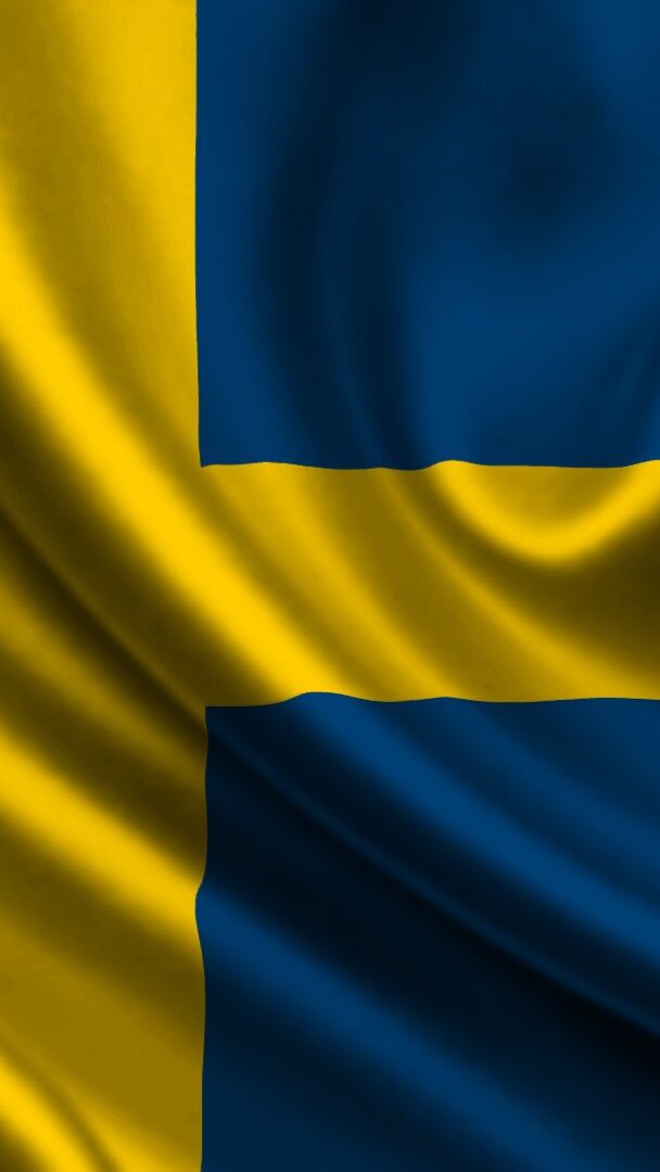 Silken Swedish Flag Waves in Deep Blue and Gold Abstraction - backiee