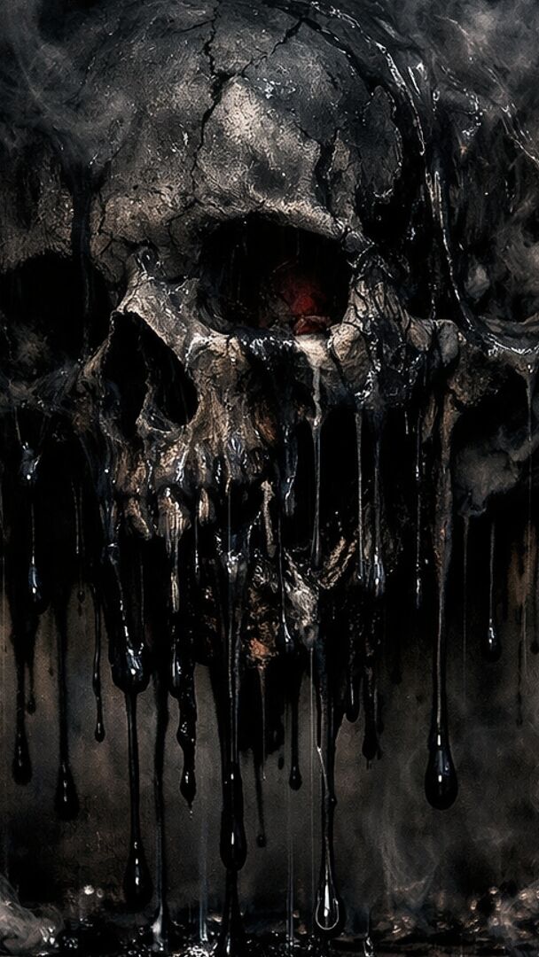 Dripping Skull Wreathed in Smoke Dark Fantasy Wallpaper - backiee