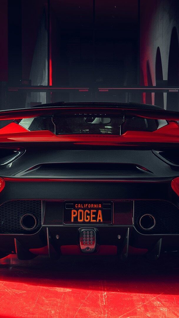 Ferrari 488 GTB Rear View in Red and Black Shadow - backiee