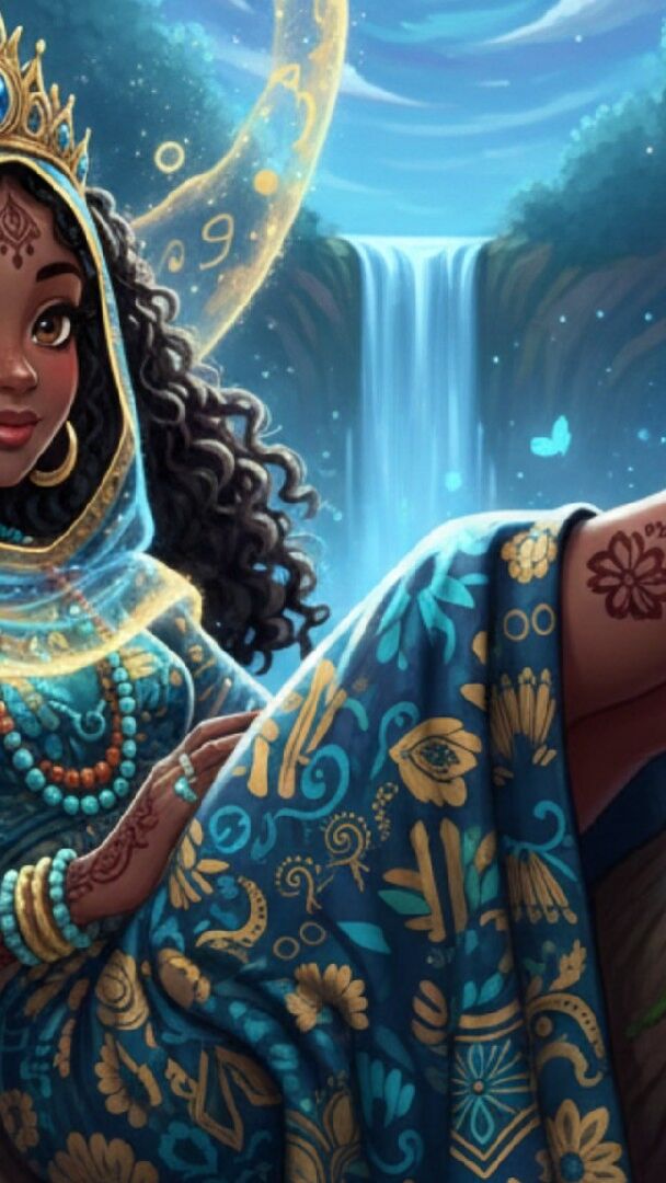 Enchanted Forest Princess with Henna Tattoos and Flowing Long Hair ...