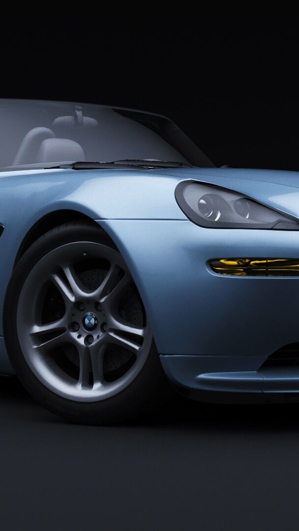 Silver Blue BMW Z8 Roadster in Dramatic Studio Lighting - backiee