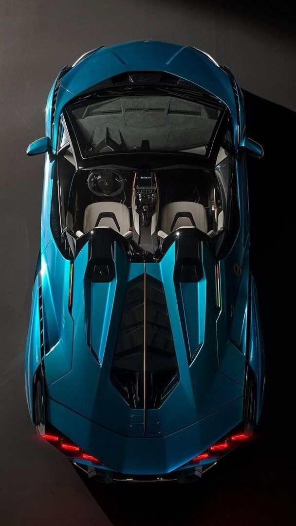 Top View Lamborghini Aventador in Electric Blue Luxury Garage Light ...