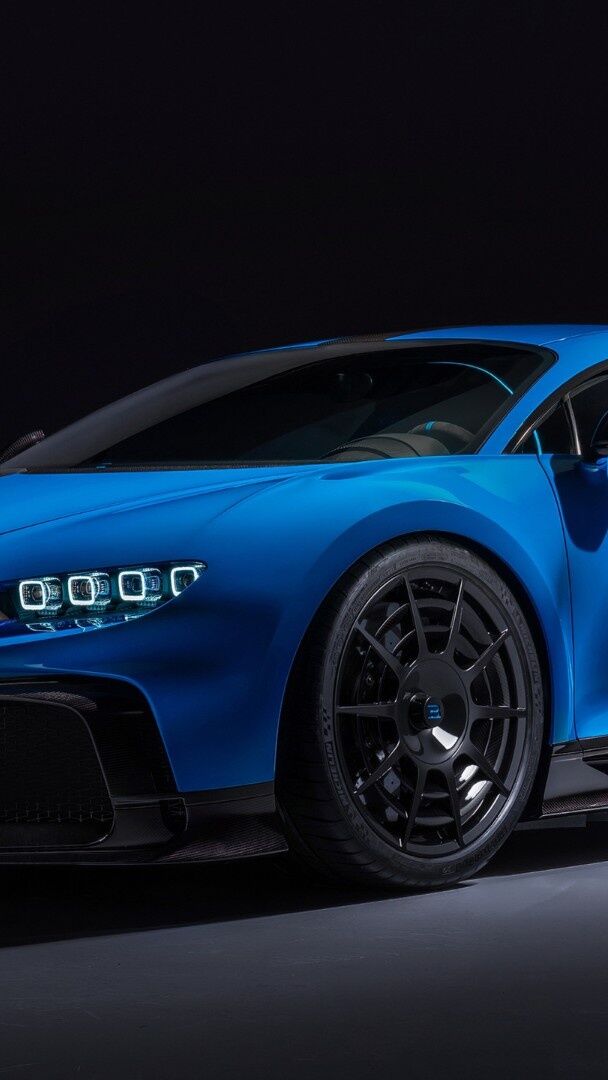 Blue Bugatti Chiron Supercar Under Studio Lights - backiee