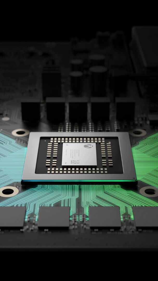 Glowing Xbox Chipset Circuit Board Macro Tech Wallpaper - backiee
