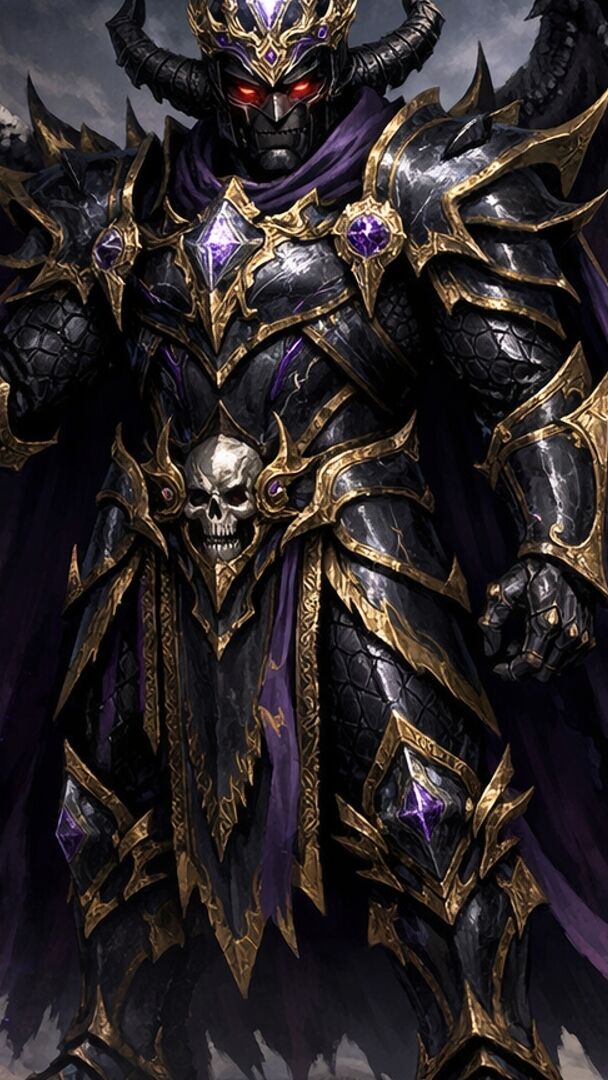 Demonic Winged Warbringer in Purple Armour with Lightning Sword - backiee