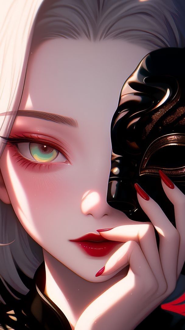 Emerald Gaze Behind the Midnight Masked Elegance - backiee