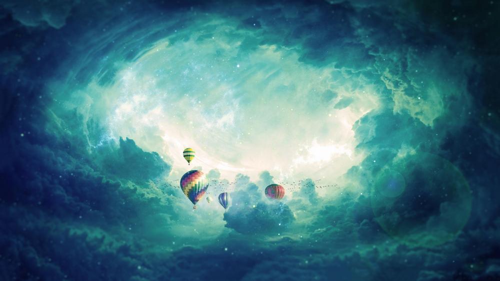 Hot air balloons in the sky - Fantasy Art - backiee