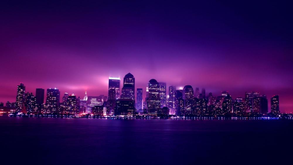 Chicago purple cityscape - backiee